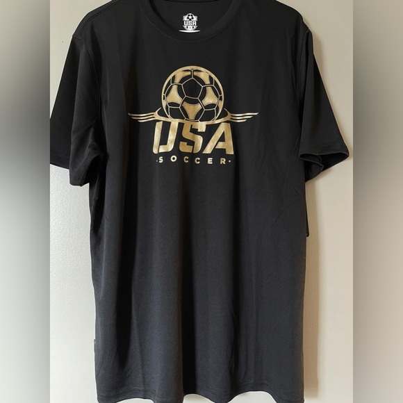 Unk | Shirts | Team Usa Mens Soccer Tshirt Size L Black With Golden ...